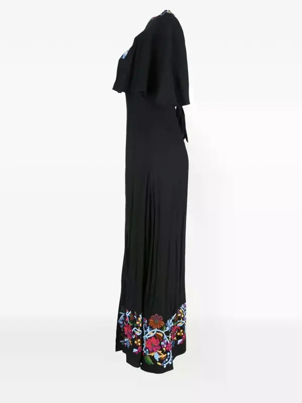 Rixo Iona Cape-effect Embroidered Maxi Dress
