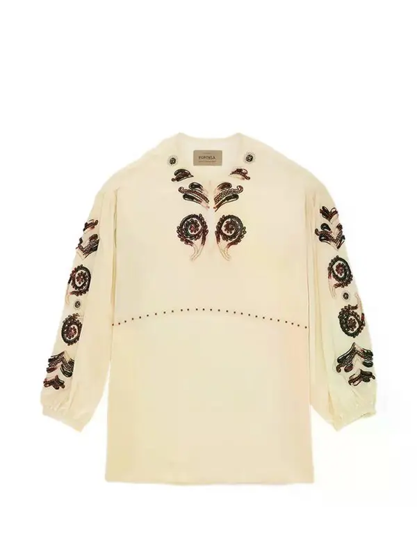 FORTELA Embroidered Blouse - Neutrals