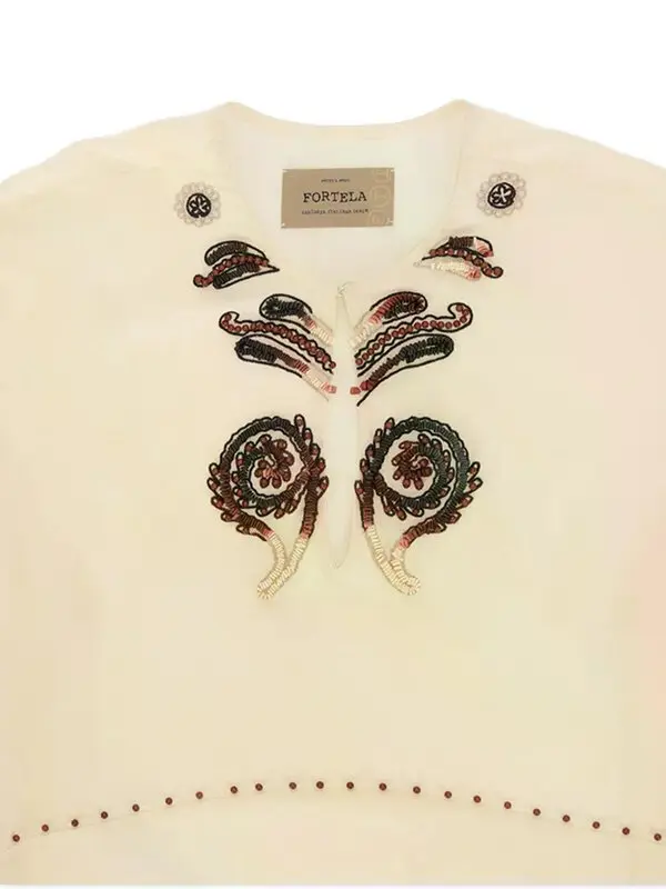 FORTELA Embroidered Blouse - Neutrals