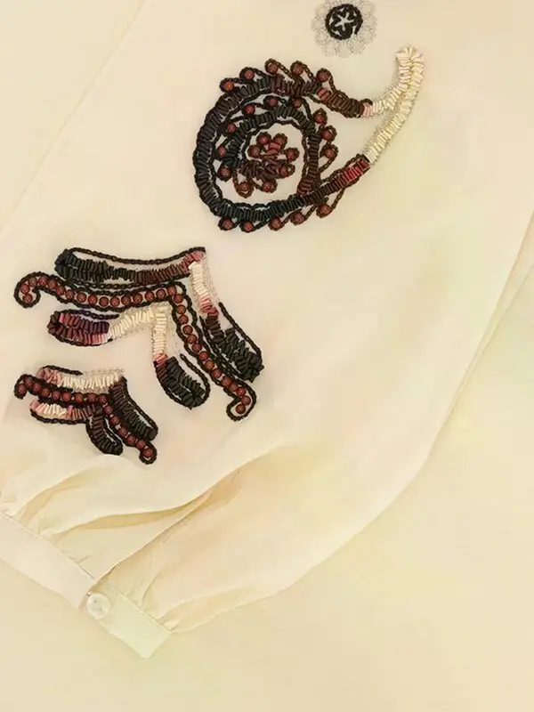 FORTELA Embroidered Blouse - Neutrals