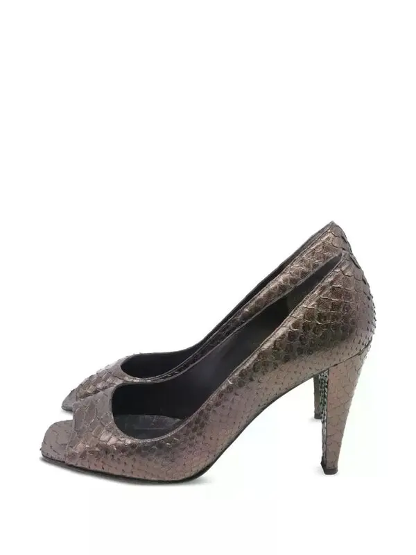 STUART WEITZMAN Snake-effect Peep-toe Pumps