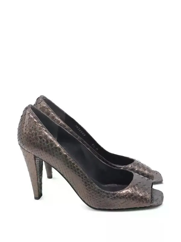 STUART WEITZMAN Snake-effect Peep-toe Pumps
