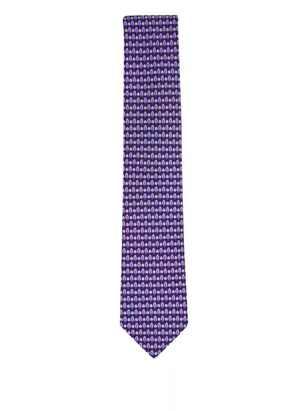 Zegna Tree-pattern Tie - Purple
