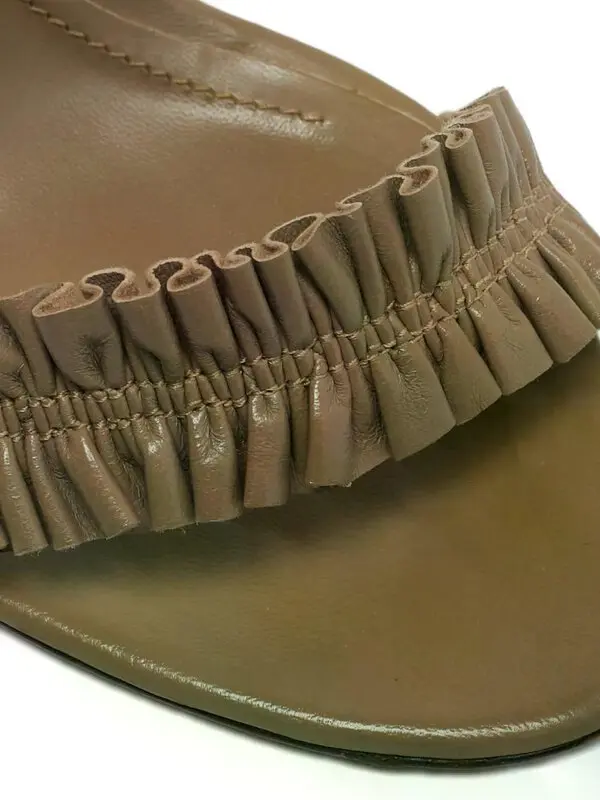 Burberry Ruched Leather Slingback Sandals