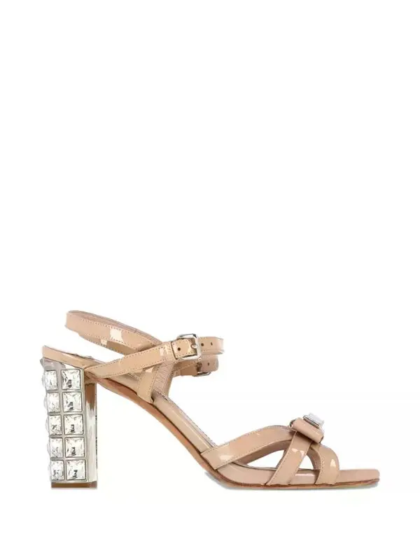 Miu Miu Bow-detail Crystal Ankle-strap Heeled Sandals
