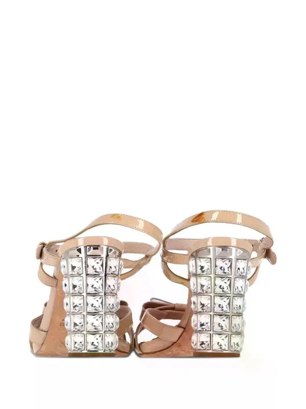 Miu Miu Bow-detail Crystal Ankle-strap Heeled Sandals