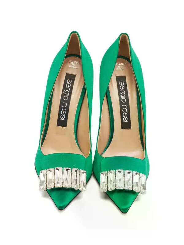 SERGIO ROSSI Crystal-embellished Satin Stiletto Pumps