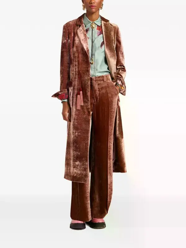 La DoubleJ Tassel-detail Velvet Coat