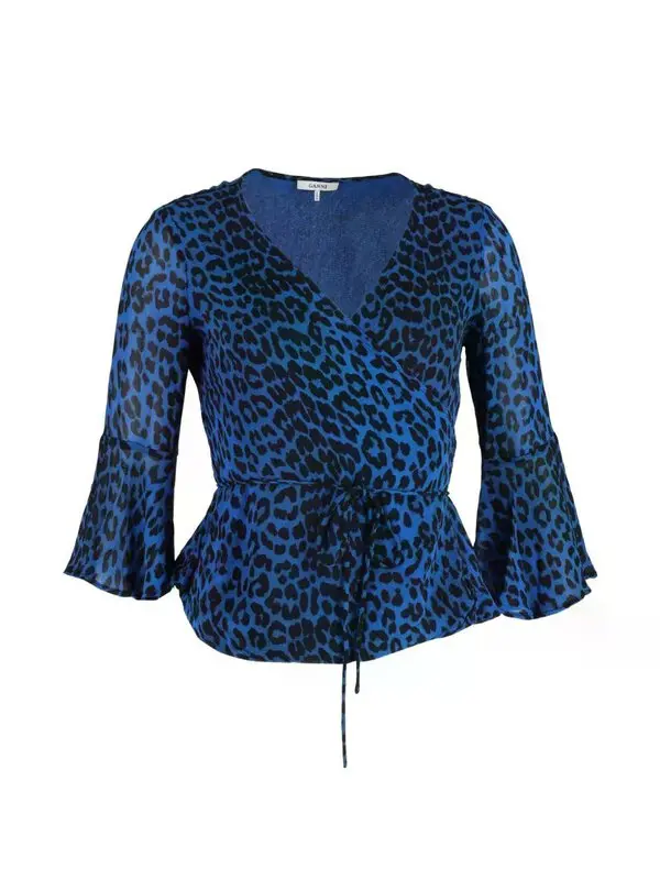 GANNI Animal-print Wrap Blouse