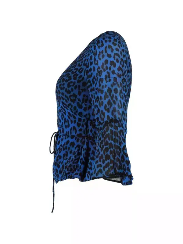 GANNI Animal-print Wrap Blouse