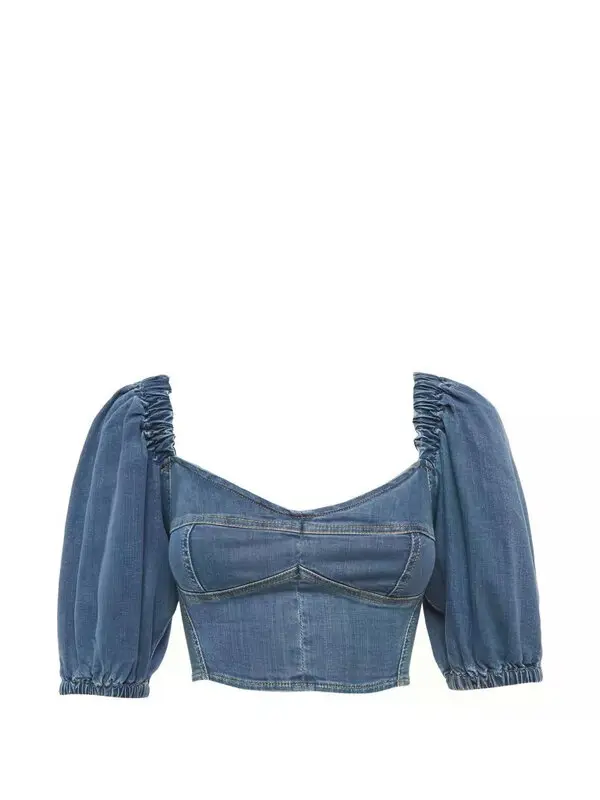 Elisabetta Franchi Denim Gathered Top