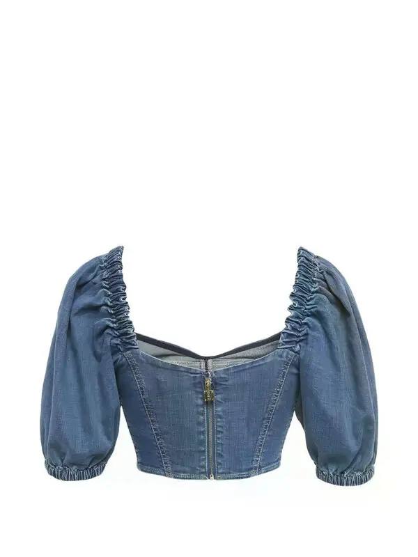 Elisabetta Franchi Denim Gathered Top