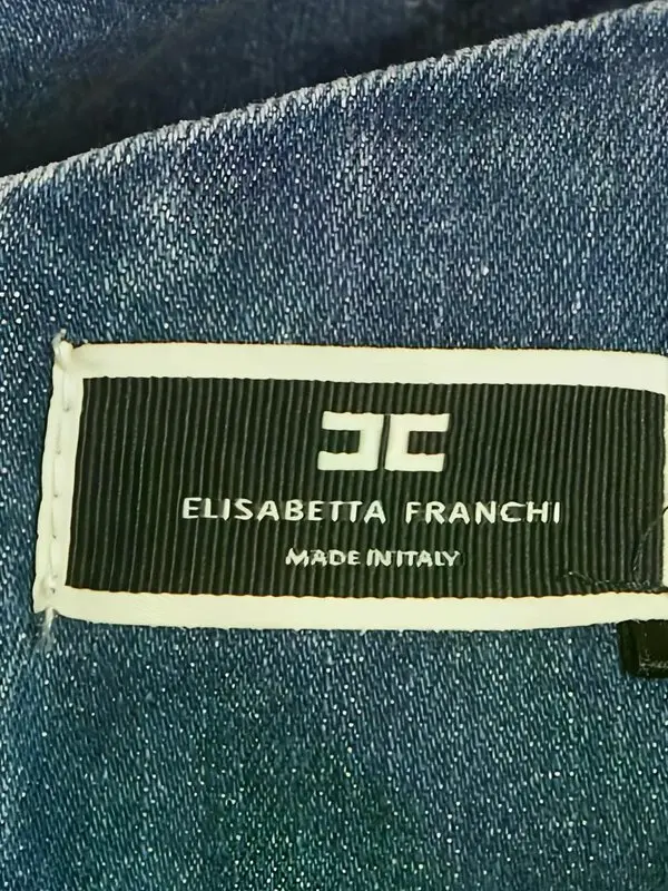 Elisabetta Franchi Denim Gathered Top