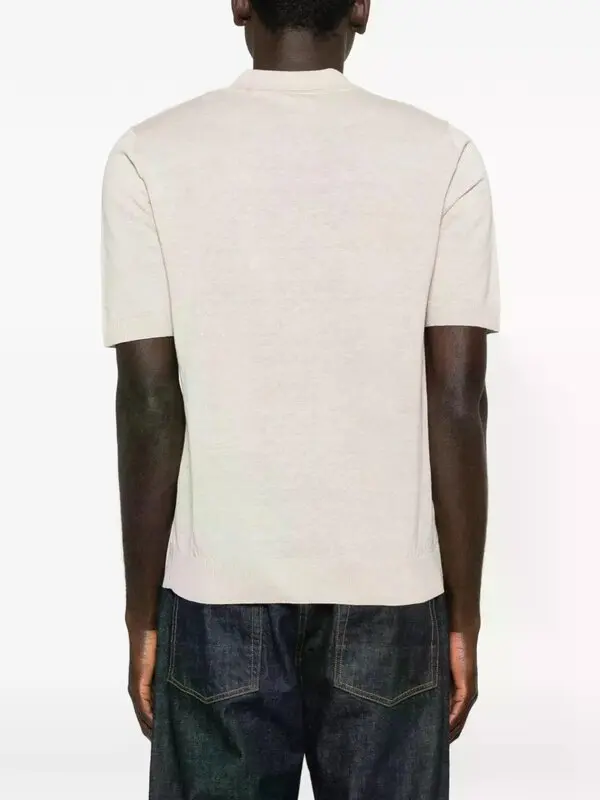 Eleventy Short-sleeved Polo-neck T-shirt - Neutrals
