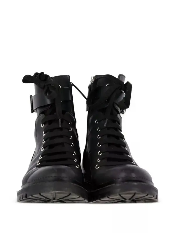BOSS Buckled Lace-up Combat Boots