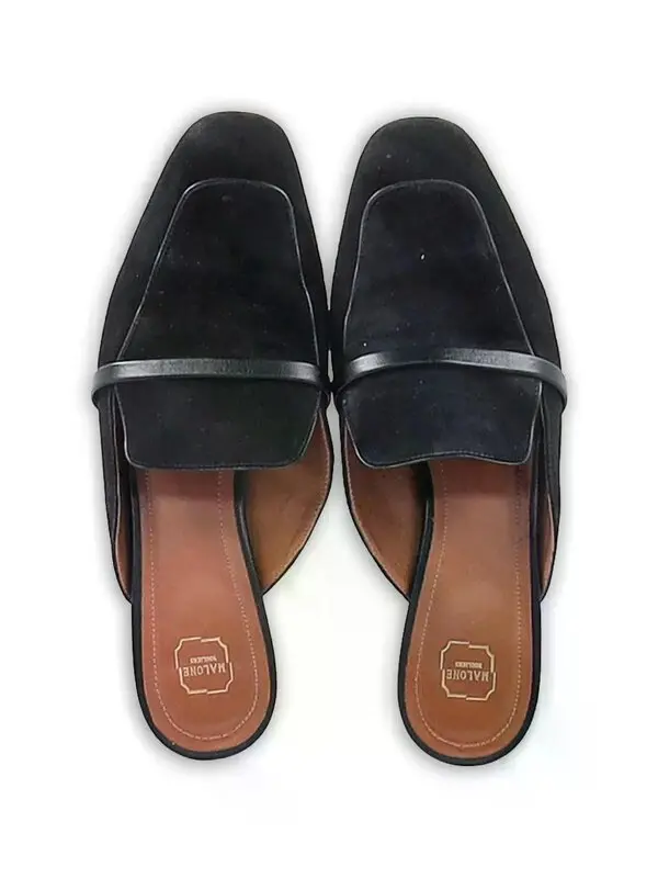 MALONE SOULIERS Suede Flat Mules - Black
