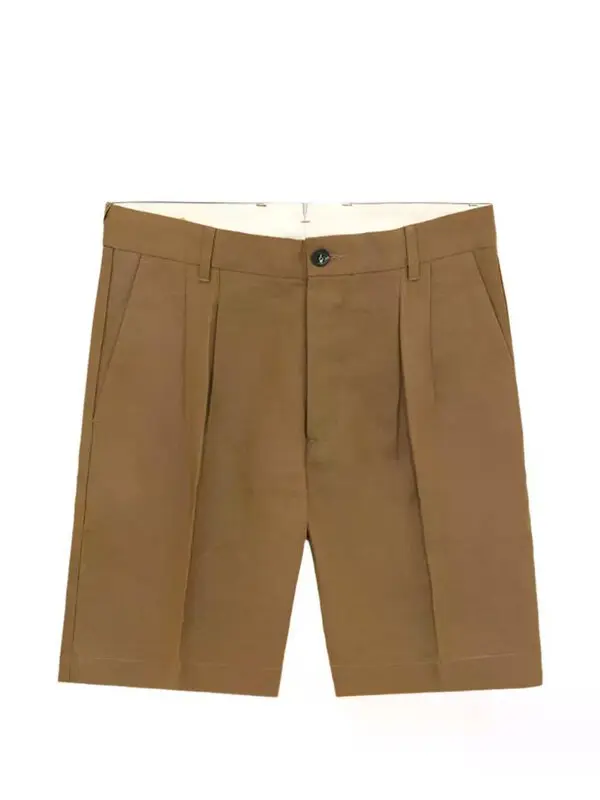 FORTELA Pleated Cotton Bermuda Shorts