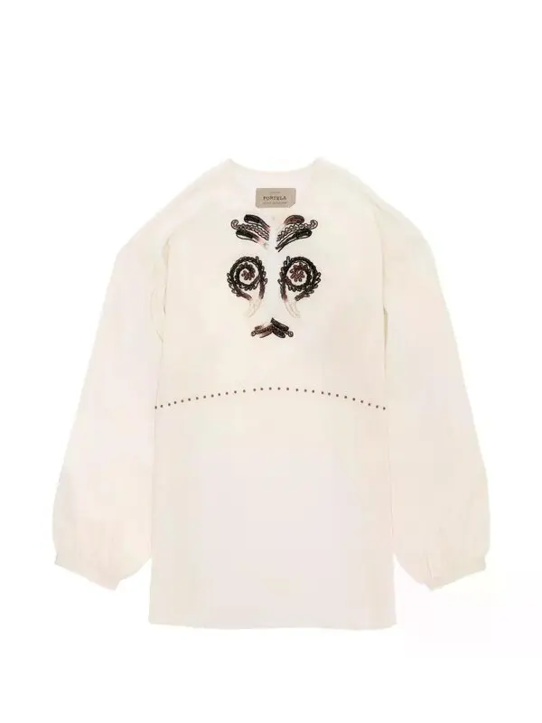 FORTELA Allegras Embroidered Blouse - Neutrals