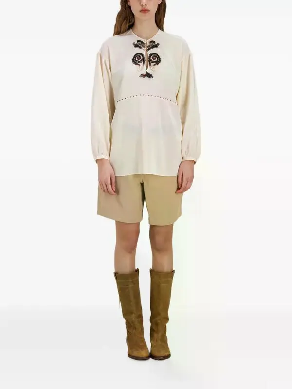 FORTELA Allegras Embroidered Blouse - Neutrals