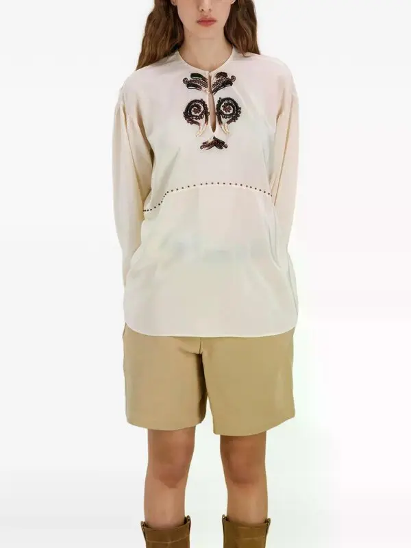 FORTELA Allegras Embroidered Blouse - Neutrals