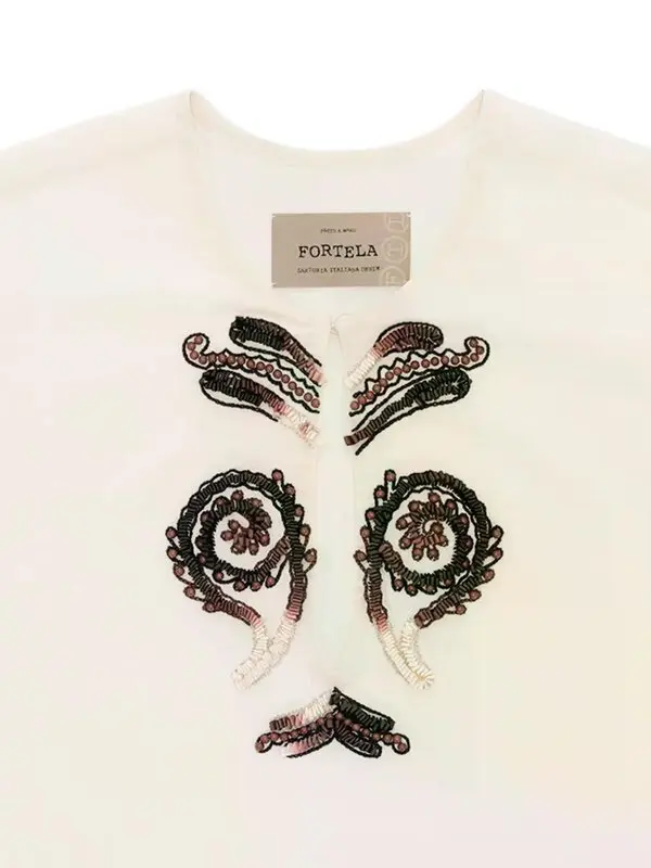 FORTELA Allegras Embroidered Blouse - Neutrals