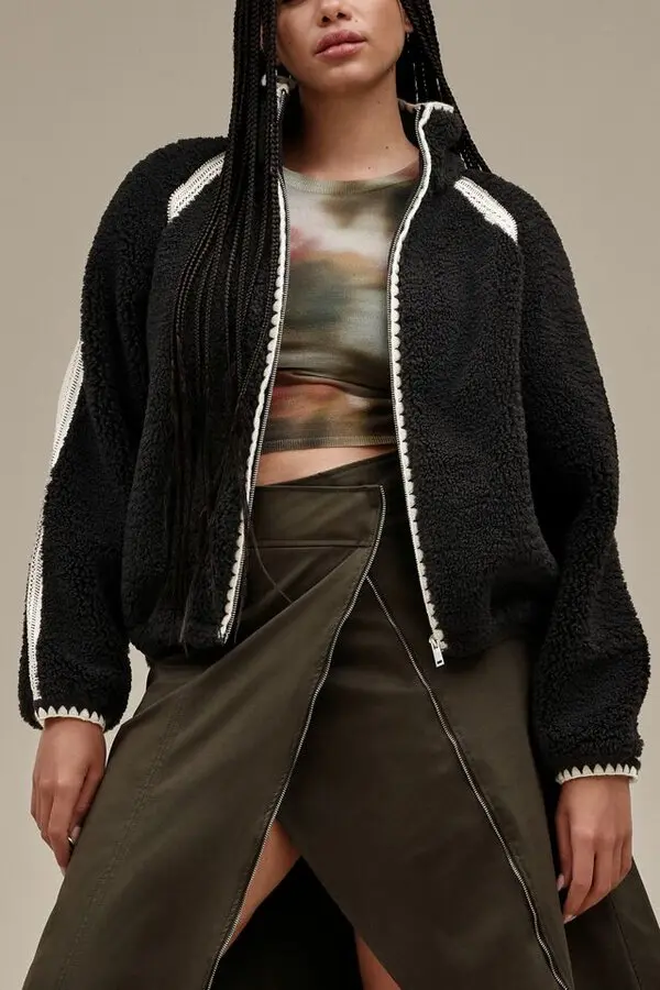 UGG Nikia Crochet Uggfluff Zip-up Jacket - Black