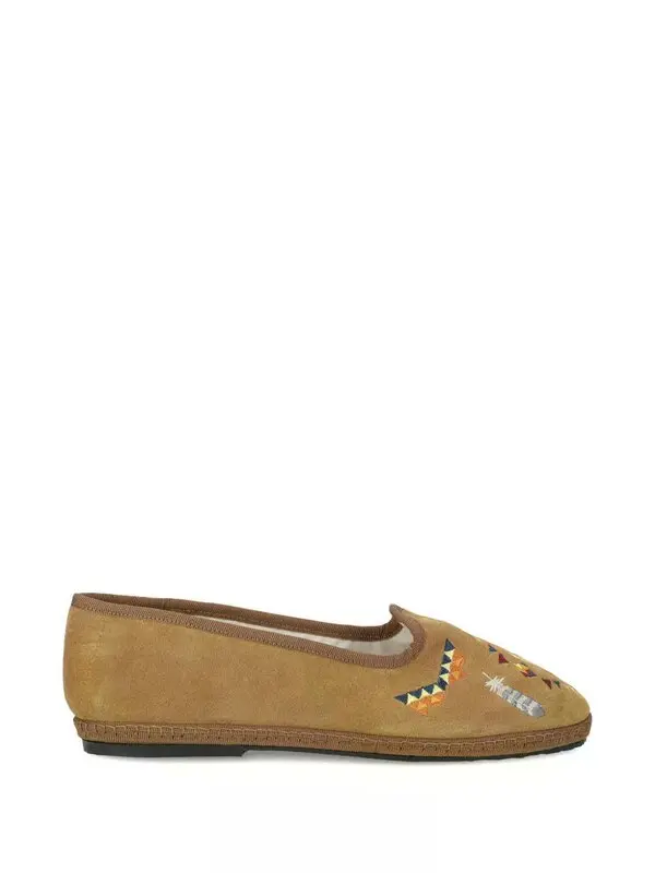 FORTELA Geometric-embroidery Pumps - Brown