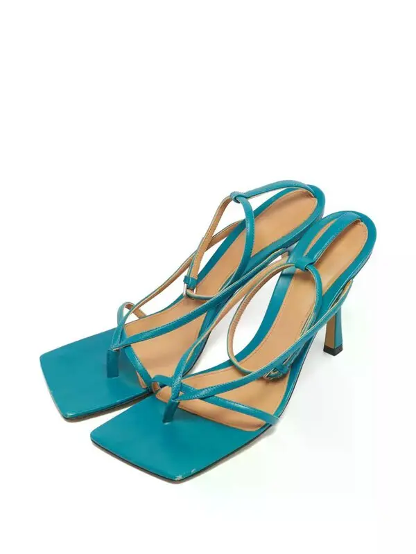 Bottega Veneta Square-toe Leather Sandals - Blue