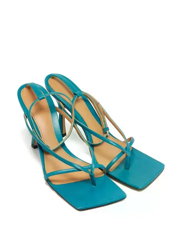 Bottega Veneta Square-toe Leather Sandals - Blue