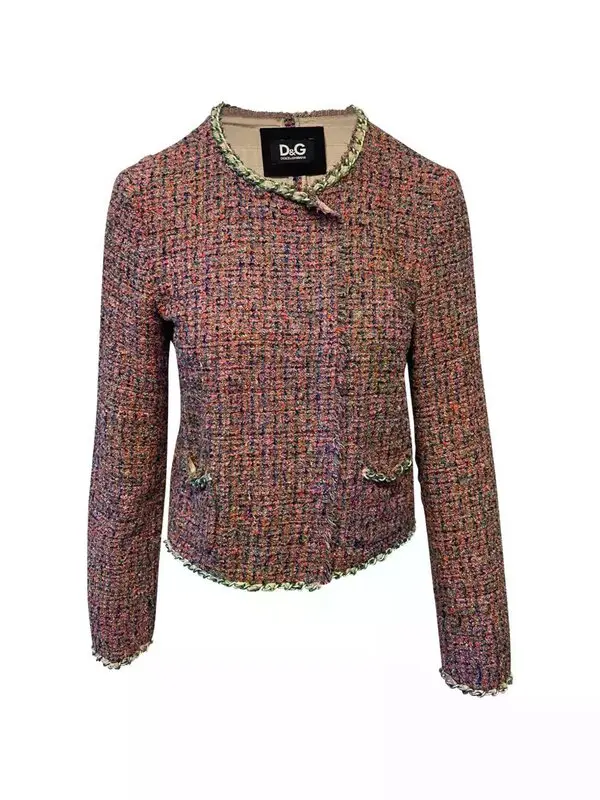 Dolce & Gabbana Tweed Jacket With Chain Embellishments