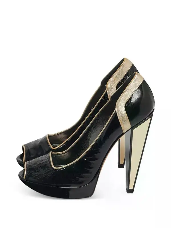 Versace Peep-toe Platform Leather Pumps