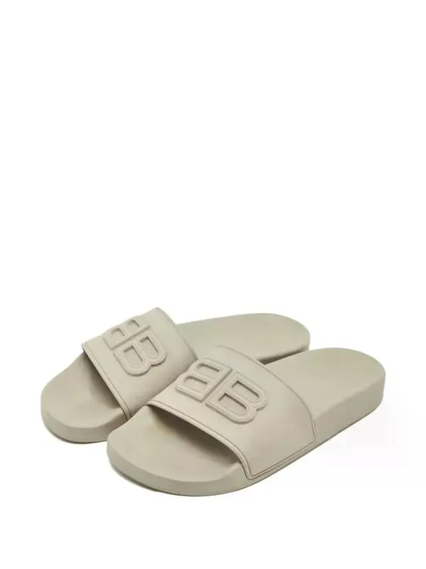 Balenciaga Bb Logo Slides - Neutrals