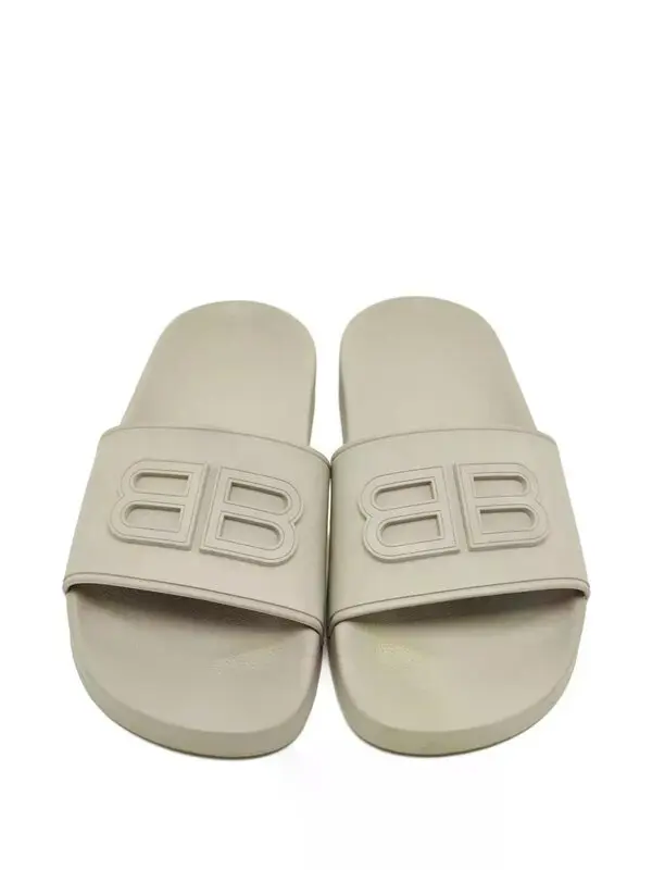 Balenciaga Bb Logo Slides - Neutrals