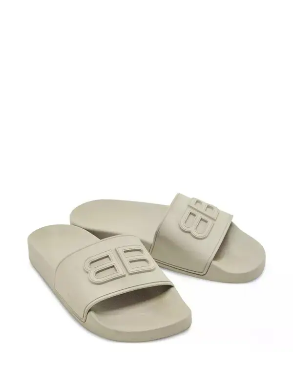 Balenciaga Bb Logo Slides - Neutrals