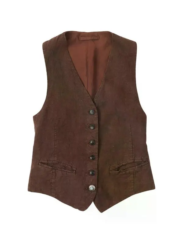 FORTELA Debby Button Single-breasted Vest - Brown