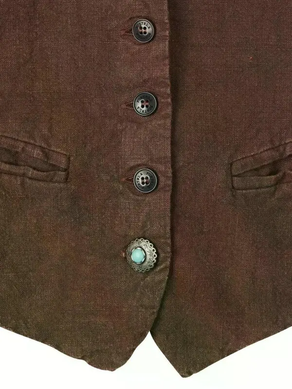 FORTELA Debby Button Single-breasted Vest - Brown