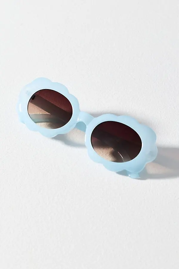Anthropologie Scalloped Oval Sunglasses - Sky