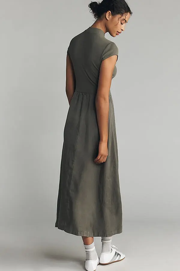 Sundry Cap-sleeve Twofer Midi Dress