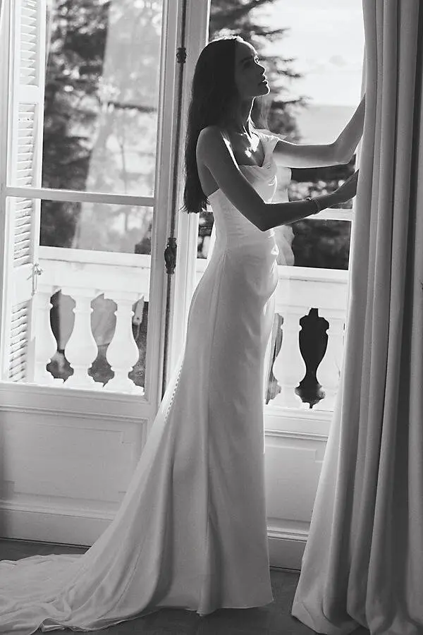 Jenny Yoo Stassie One-shoulder Satin Column Gown