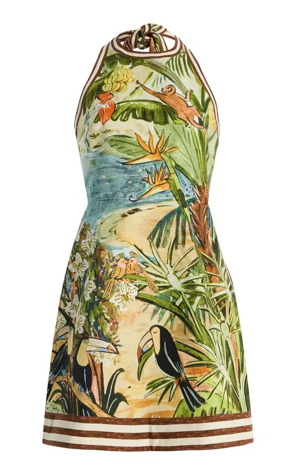 ALEMAIS Toucan Tango Organic Cotton Halter Mini Dress - Multi
