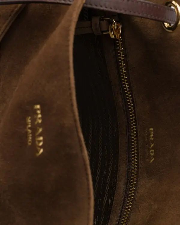 Prada Medium Suede Tote Bag - Cocoa Brown