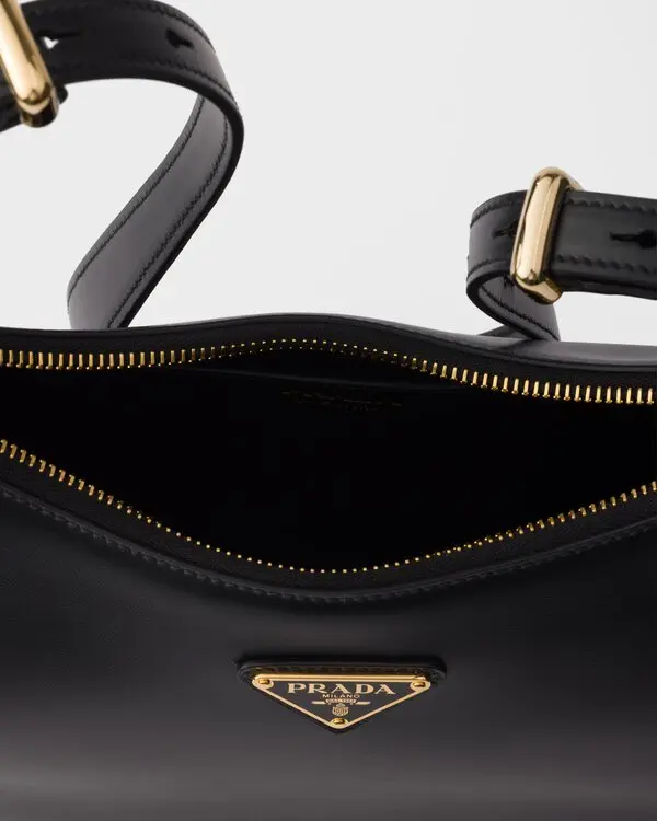 Prada Arqué Small Leather Shoulder Bag - Black