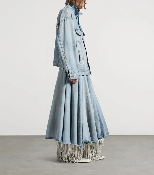 Balenciaga Distressed Denim Jacket - Blue