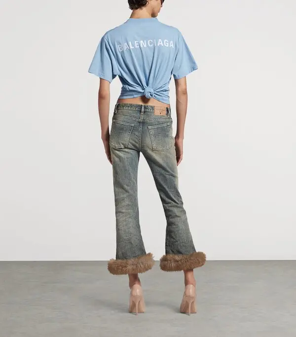 Balenciaga Cotton Logo-embroidered T-shirt - Blue