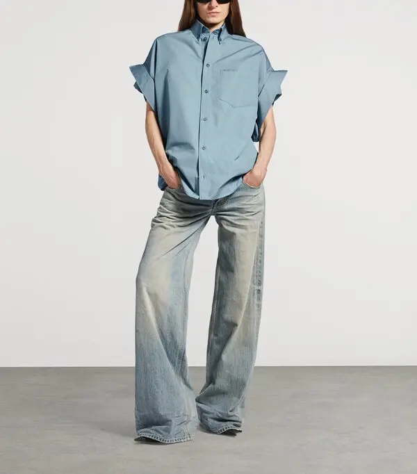 Balenciaga Cotton Tucked Sleeve Shirt