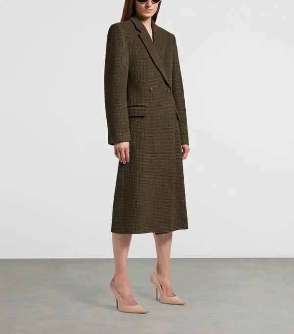 Balenciaga Melton Wool Check Overcoat