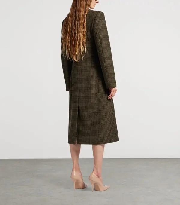Balenciaga Melton Wool Check Overcoat
