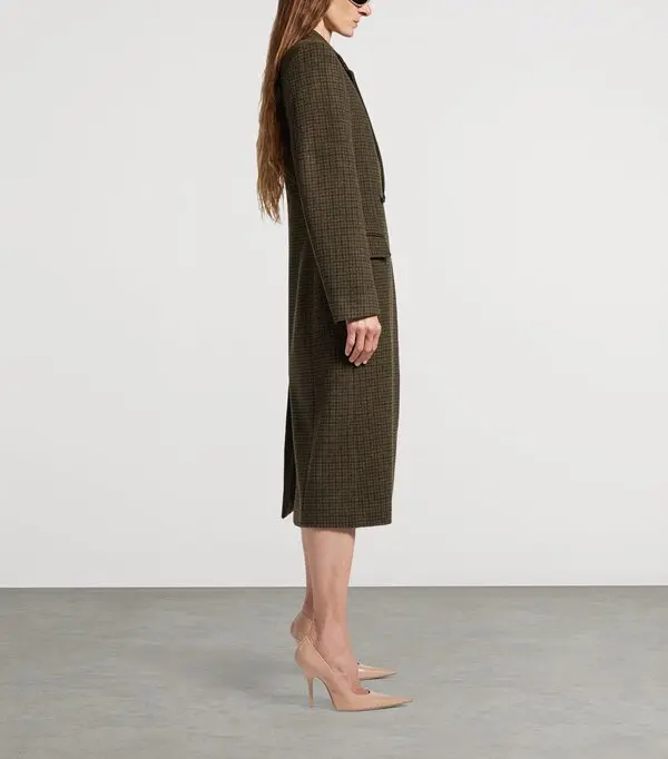 Balenciaga Melton Wool Check Overcoat