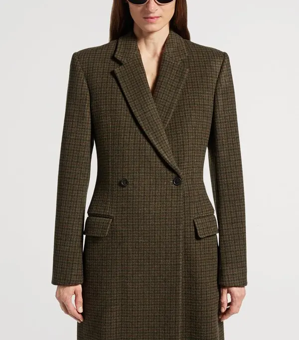 Balenciaga Melton Wool Check Overcoat