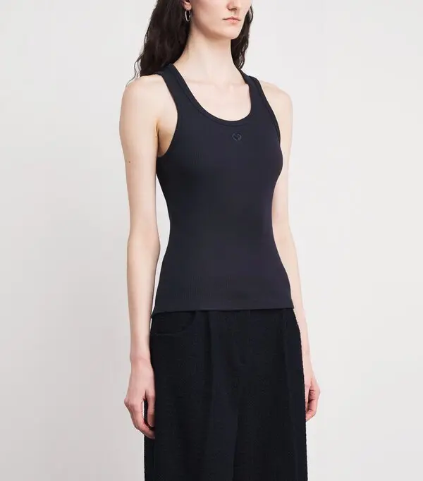 Maje Stretch-cotton Logo Tank Top - Blue